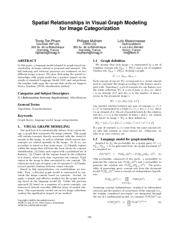 (PDF) Spatial relationships in visual graph modeling for image categorization