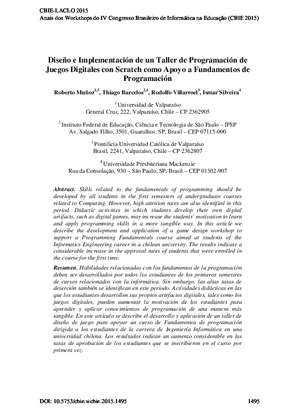 (PDF) Diseño e Implementación de un Taller de Programación de Juegos ...