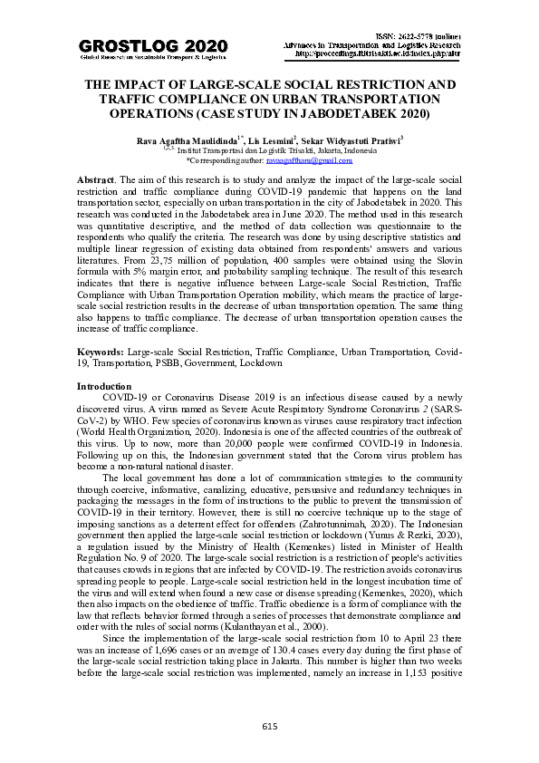 (PDF) The Impact of Large-Scale Social Restriction and Traffic ...