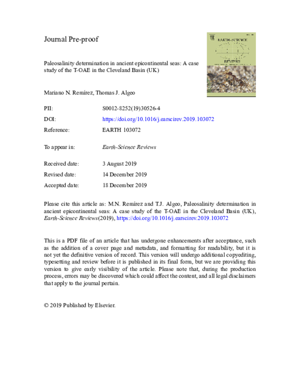 (PDF) Paleosalinity determination in ancient epicontinental seas: A ...