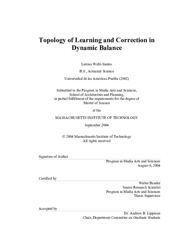 (PDF) Topology of learning and correction in dynamic balance