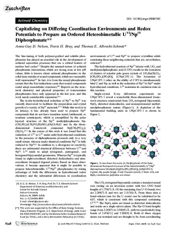 (PDF) Capitalizing on Differing Coordination Environments and Redox ...