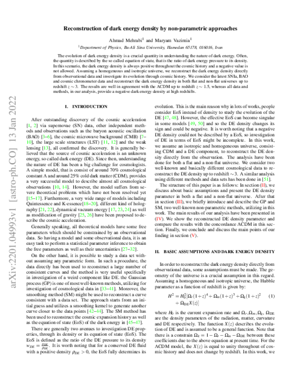 (PDF) Reconstruction of dark energy density by non-parametric approaches
