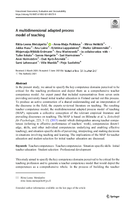 Pdf A Multidimensional Adapted Process Model Of Teaching