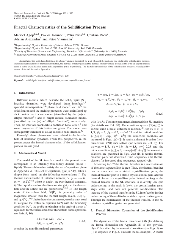 (PDF) Fractal Characteristics of the Solidification Process