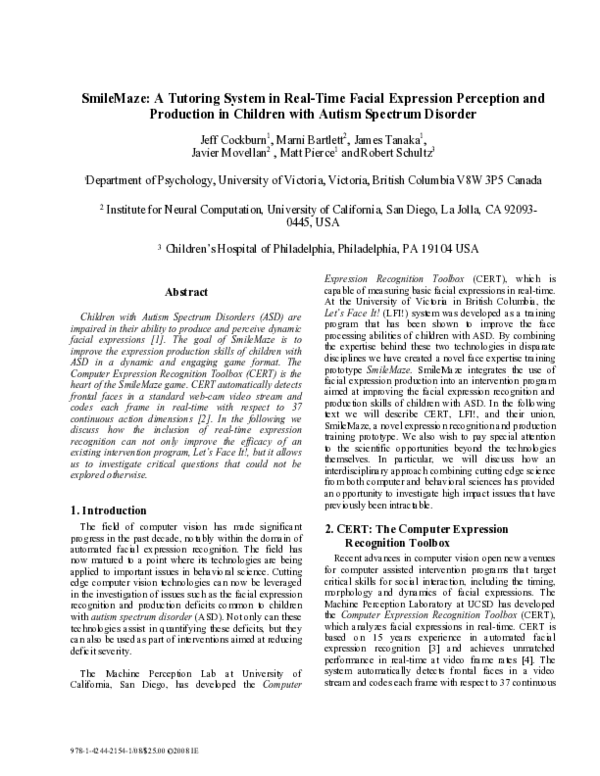 Pdf Smilemaze A Tutoring System In Real Time Facial Expression Perception And Production In