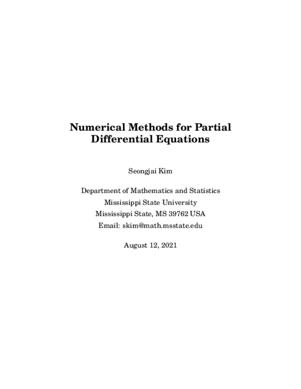 (PDF) Numerical Methods for Partial Differential Equations