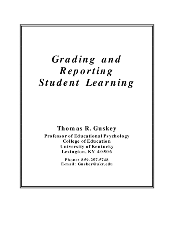 (PDF) Grading and Reporting Student Learning