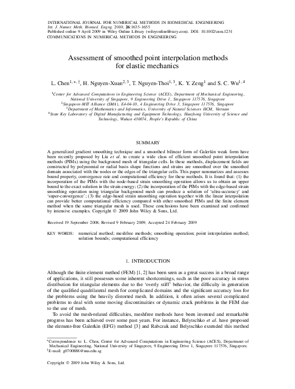 (PDF) Assessment of smoothed point interpolation methods for elastic mechanics