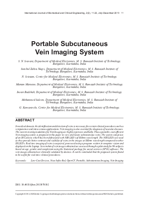 (PDF) Portable Subcutaneous Vein Imaging System