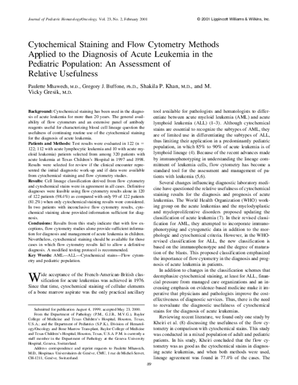 (PDF) Cytochemical Staining and Flow Cytometry Methods Applied to the ...