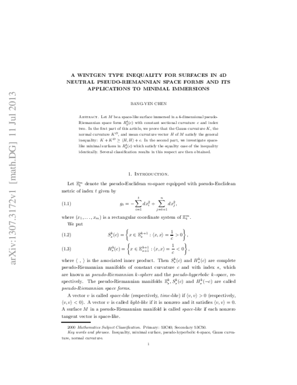 Pdf A Wintgen Type Inequality For Surfaces In 4d Neutral Pseudo