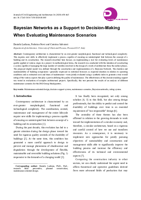 (PDF) Bayesian Networks for Maintenance Evaluation (PDF) Bayesian Networks for Maintenance Evaluation
