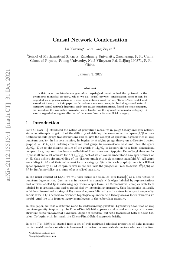 (PDF) Causal Network Condensation