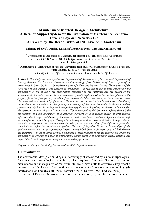(PDF) Maintenance-Oriented Design in Architecture. A Decision Support System for the Evaluation ...
