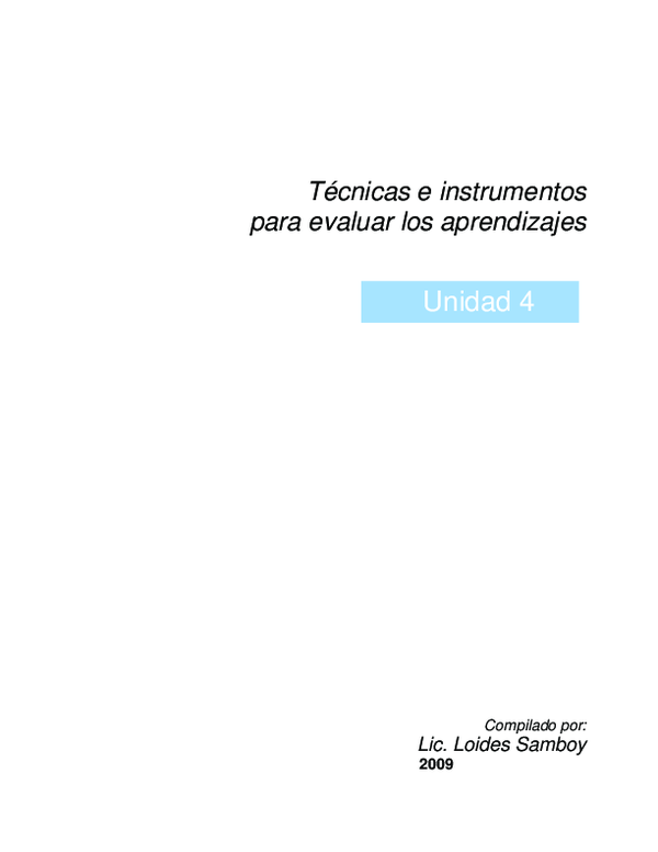 (PDF) Técnicas e instrumentos para evaluar los aprendizajes