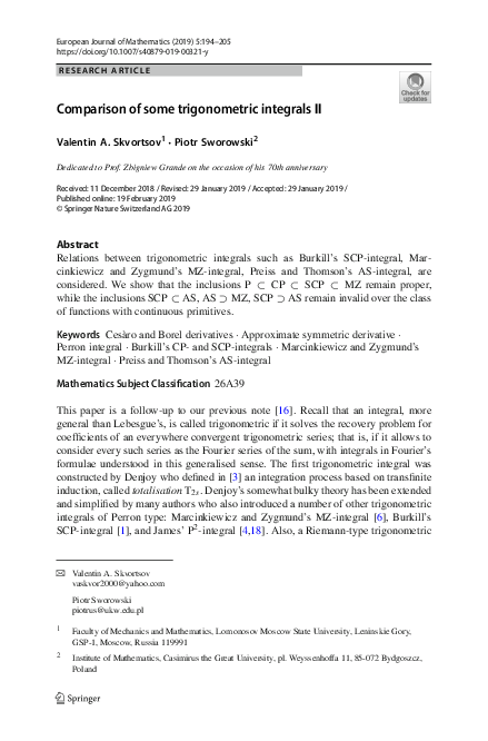 Pdf Comparison Of Some Trigonometric Integrals Ii
