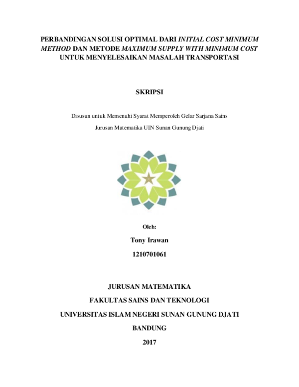 (PDF) Perbandingan solusi optimal dari initial cost minimum method dan ...
