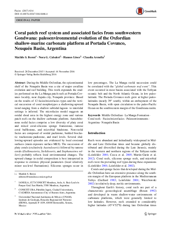(PDF) Coral patch reef system and associated facies from southwestern ...