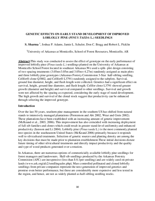 (PDF) Genetic effects on early stand development of improved loblolly ...
