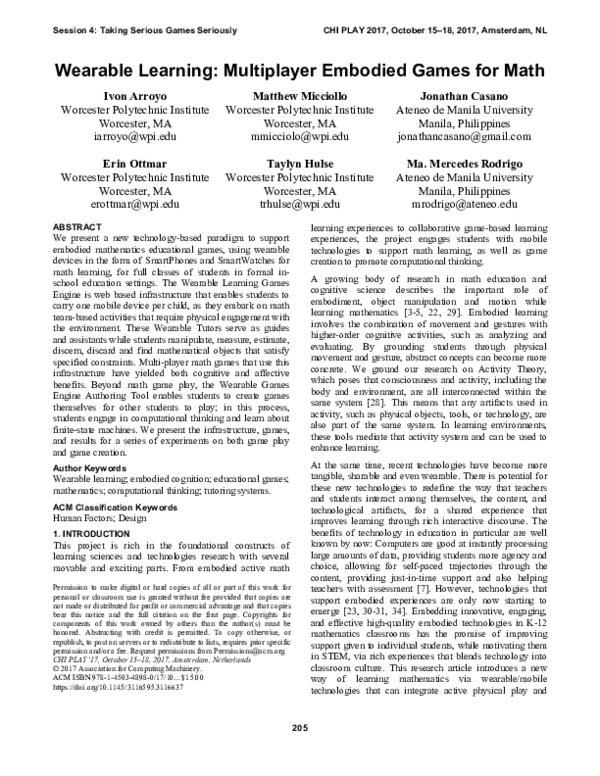 (PDF) Wearable Learning