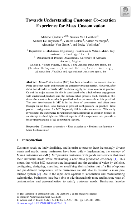 (PDF) Towards Understanding Customer Co-creation Experience for Mass Customization | alexander ...