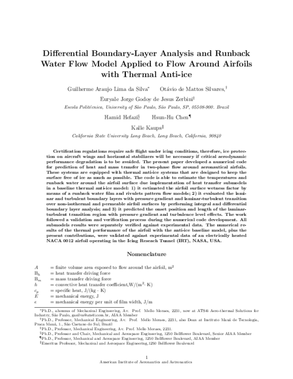 (PDF) Differential Boundary-Layer Analysis and Runback Water Flow Model Applied to Flow Around ...