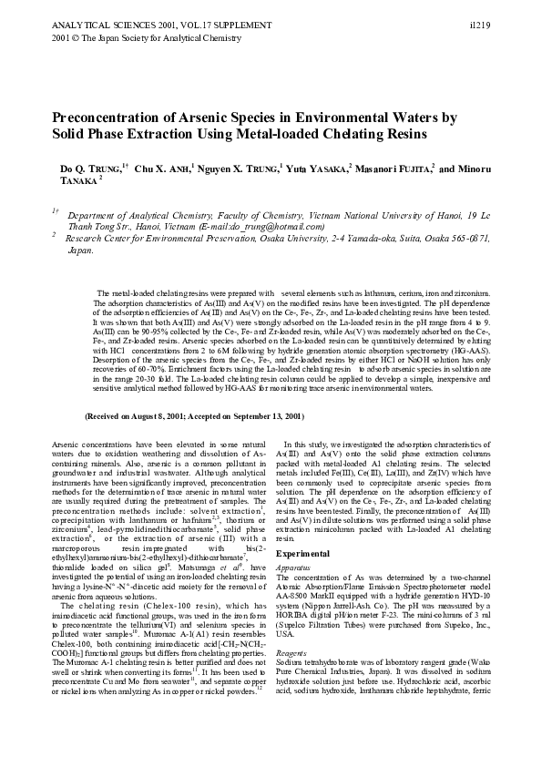 (PDF) Preconcentration of Arsenic Species in Environmental Waters by ...