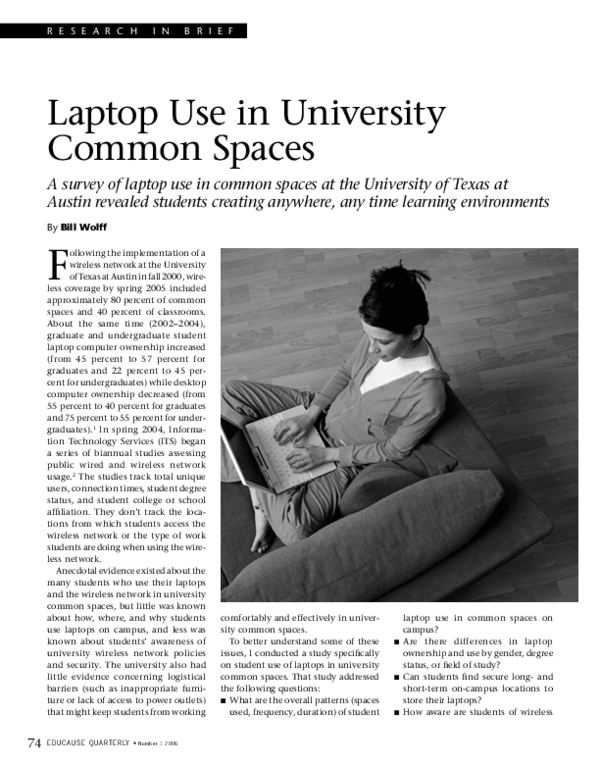 (PDF) Laptop use in university common spaces