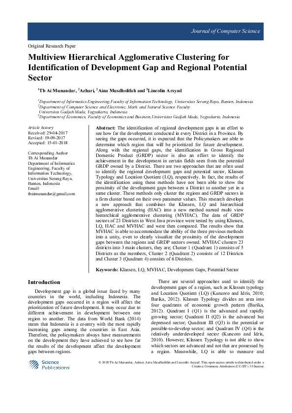 (PDF) Multiview Hierarchical Agglomerative Clustering for Identification of Development Gap and ...