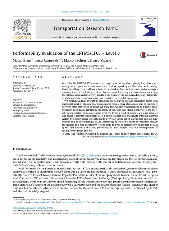 (PDF) Performability evaluation of the ERTMS/ETCS – Level 3