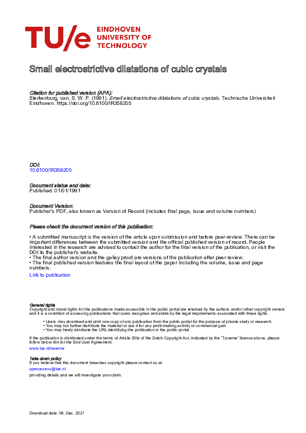 Pdf Small Electrostrictive Dilatations Of Cubic Crystals Stefan Van Sterkenburg