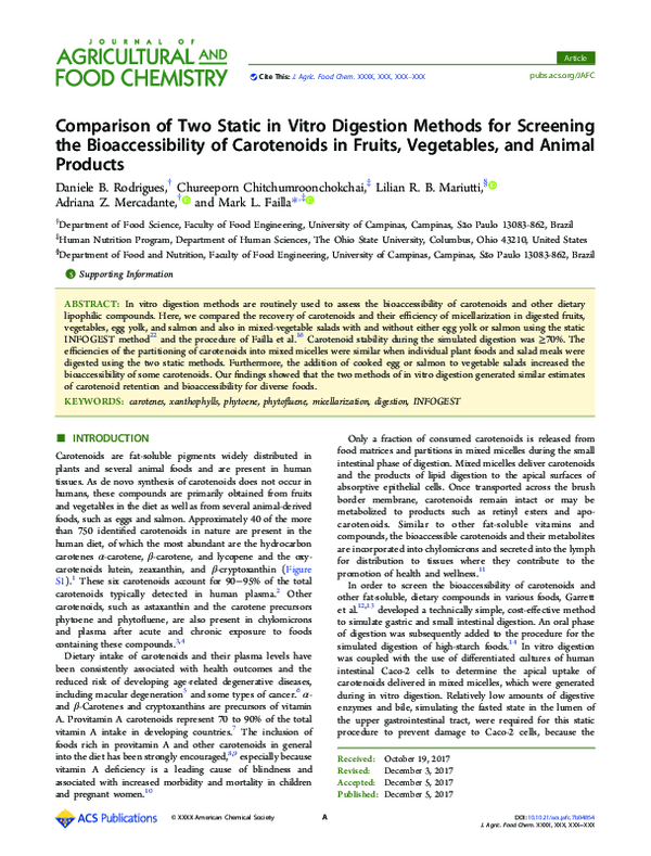 (PDF) Comparison of two static in vitro digestion methods for screening bioaccessibility of ...