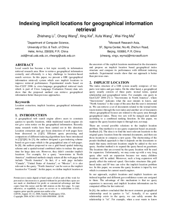 (PDF) Indexing implicit locations for geographical information retrieval | Piedachu Peris ...