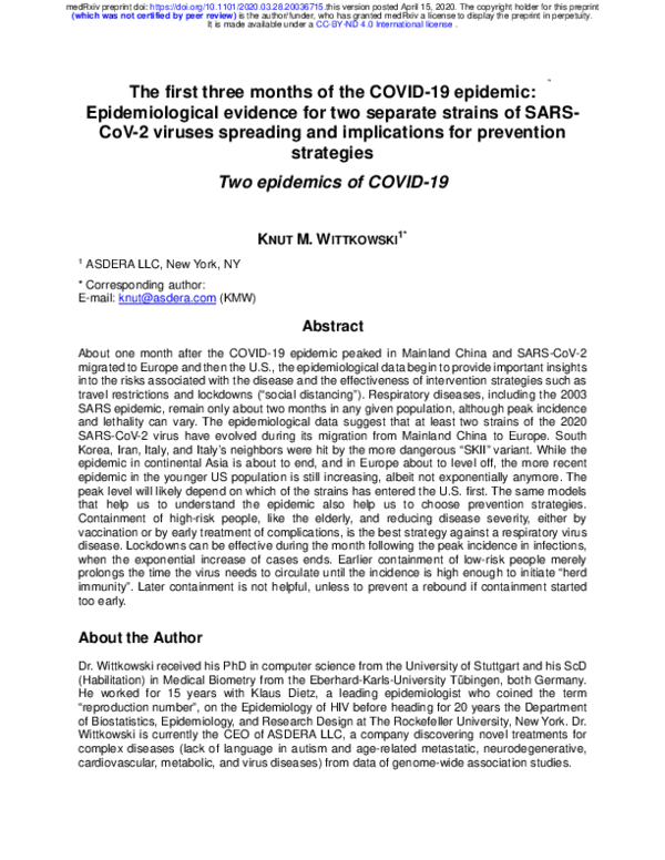 (PDF) The first three months of the COVID-19 epidemic: Epidemiological ...