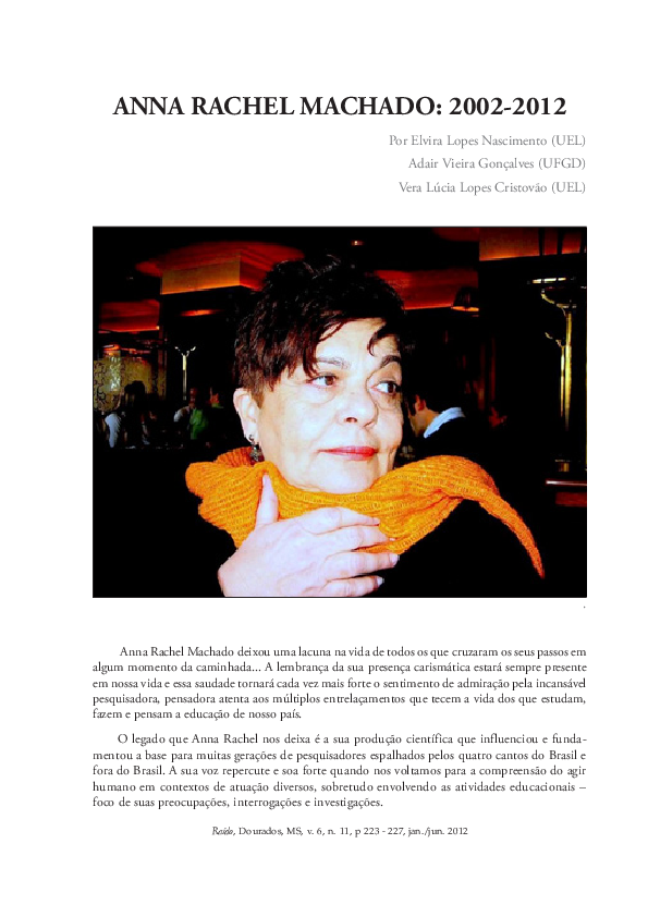 (PDF) Anna Rachel Machado: 2002-2012