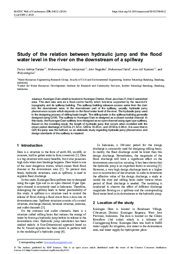 (PDF) Study of the relation between hydraulic jump and the flood water ...