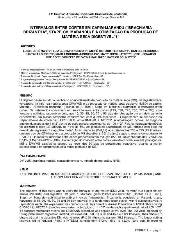 (PDF) Intervalos Entre Cortes Em Capim-Marandu (" Brachiaria Brizantha ...