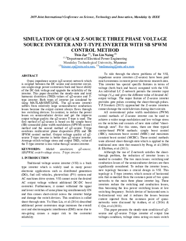 Pdf Simulation Of Quasi Z Source Three Phase Voltage Source Inverter And T Type Inverter With
