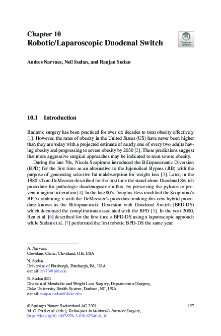 (PDF) Robotic/Laparoscopic Duodenal Switch