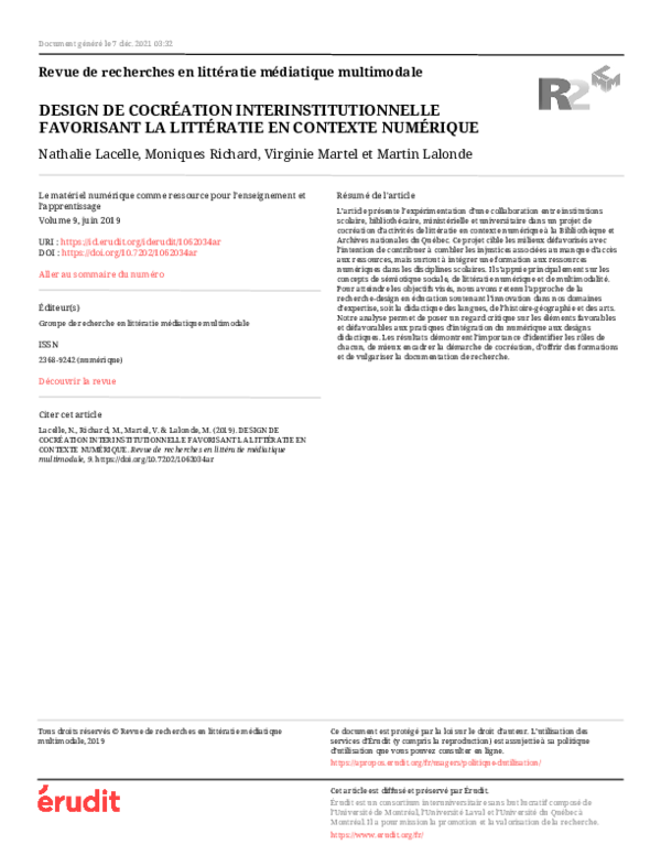 (PDF) La littératie médiatique multimodale appliquée en contexte numérique - LMM@