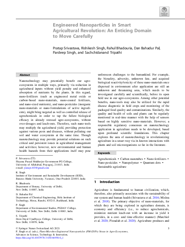 (PDF) Engineered Nanoparticles in Smart Agricultural Revolution: An ...