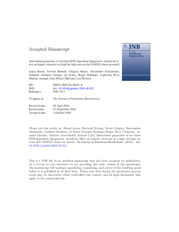 (PDF) Antioxidant properties of tea blunt ROS-dependent lipogenesis ...