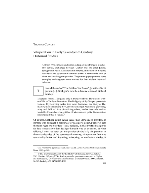 (PDF) Vituperation in Early Seventeenth Century Historical Studies
