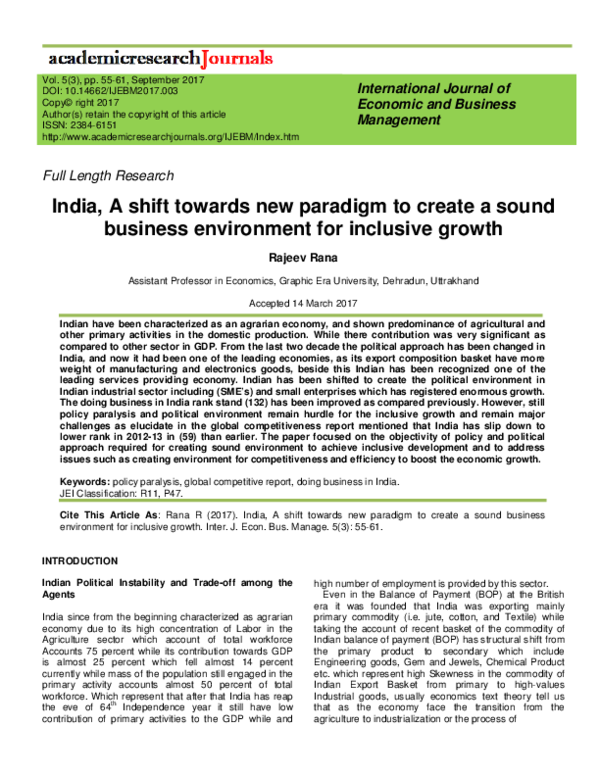 (PDF) India, A shift towards new paradigm to create a sound business ...