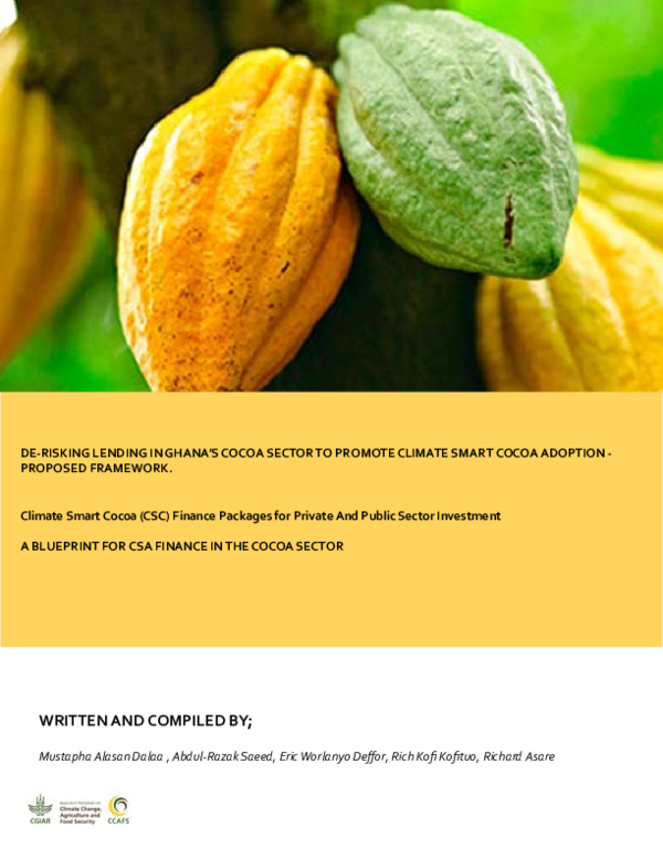 (PDF) De Risking Lending in Ghana S Cocoa Sector to Promote Climate Smart Cocoa Adoption ...