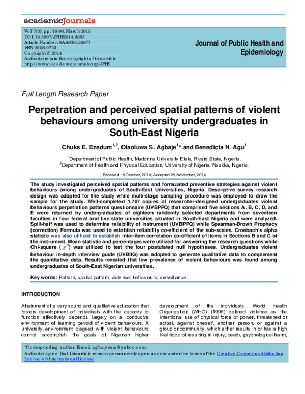 (PDF) Perpetration and perceived spatial patterns of violent behaviours ...