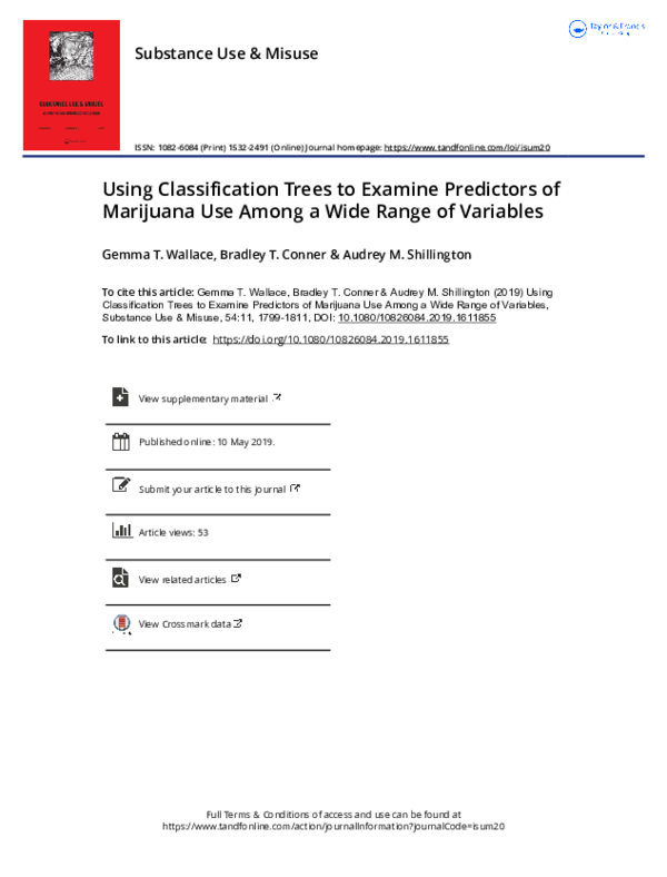 (PDF) Using Classification Trees to Examine Predictors of Marijuana Use Among a Wide Range of ...