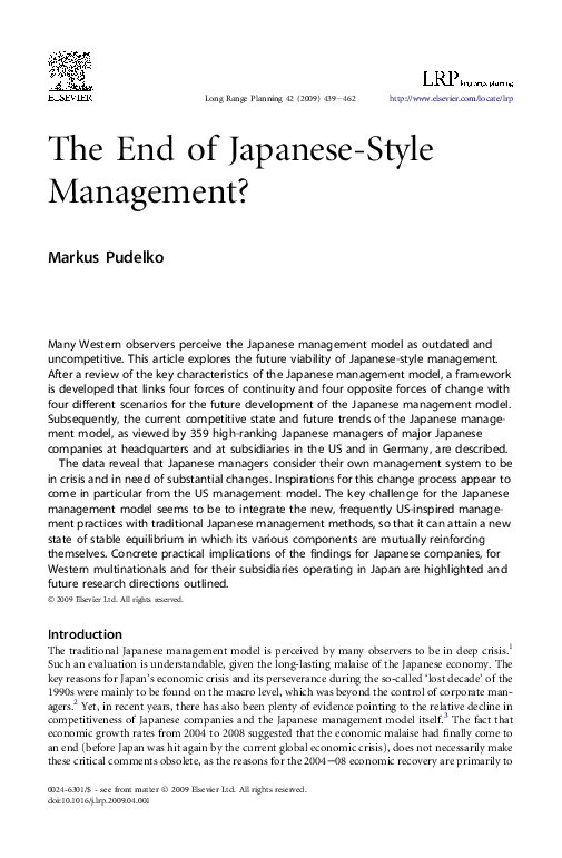 (PDF) The End of Japanese-Style Management?