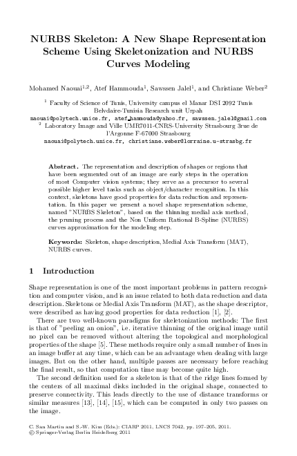 (PDF) NURBS Skeleton: A New Shape Representation Scheme Using Skeletonization and NURBS Curves ...